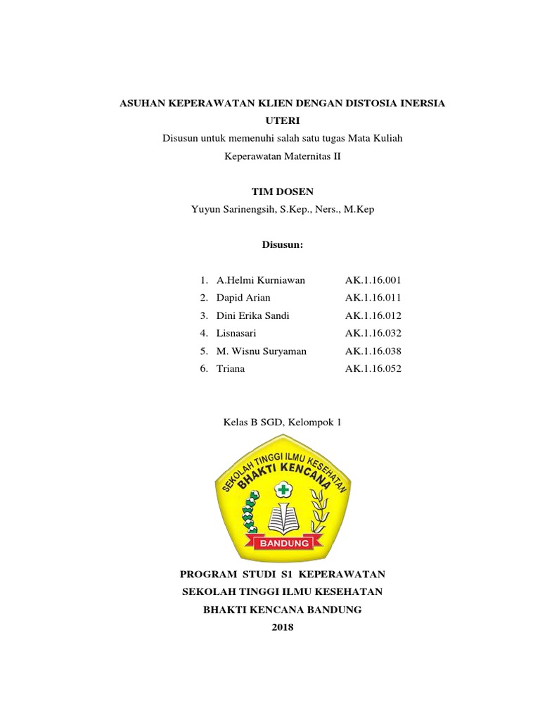 Asuhan Keperawatan Klien Dengan Distosia Inersia Uteri | PDF