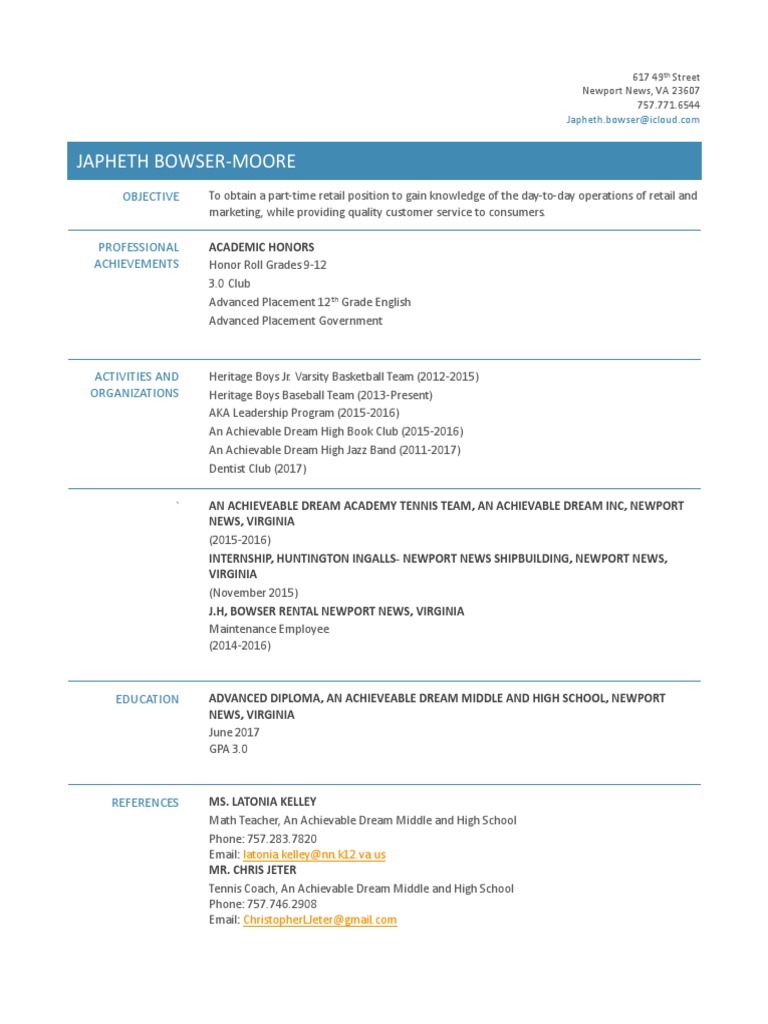 Jbowser-Moore Resume 2016 | PDF