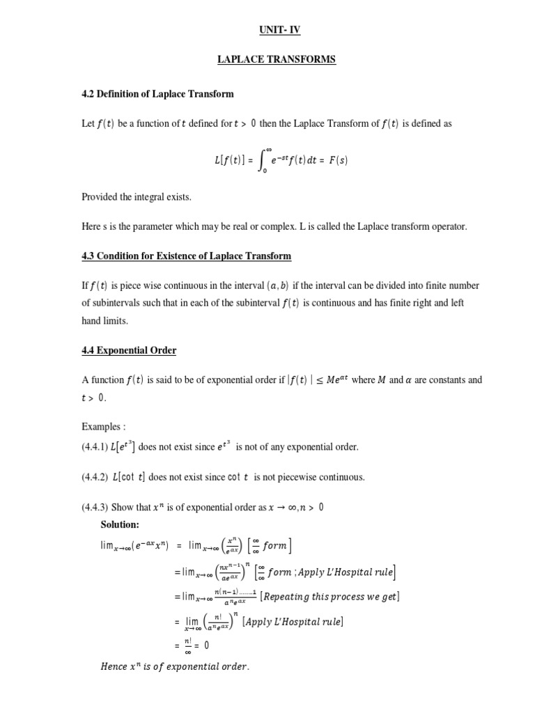 Laplace Transforms Explained | PDF | Laplace Transform | Exponential ...