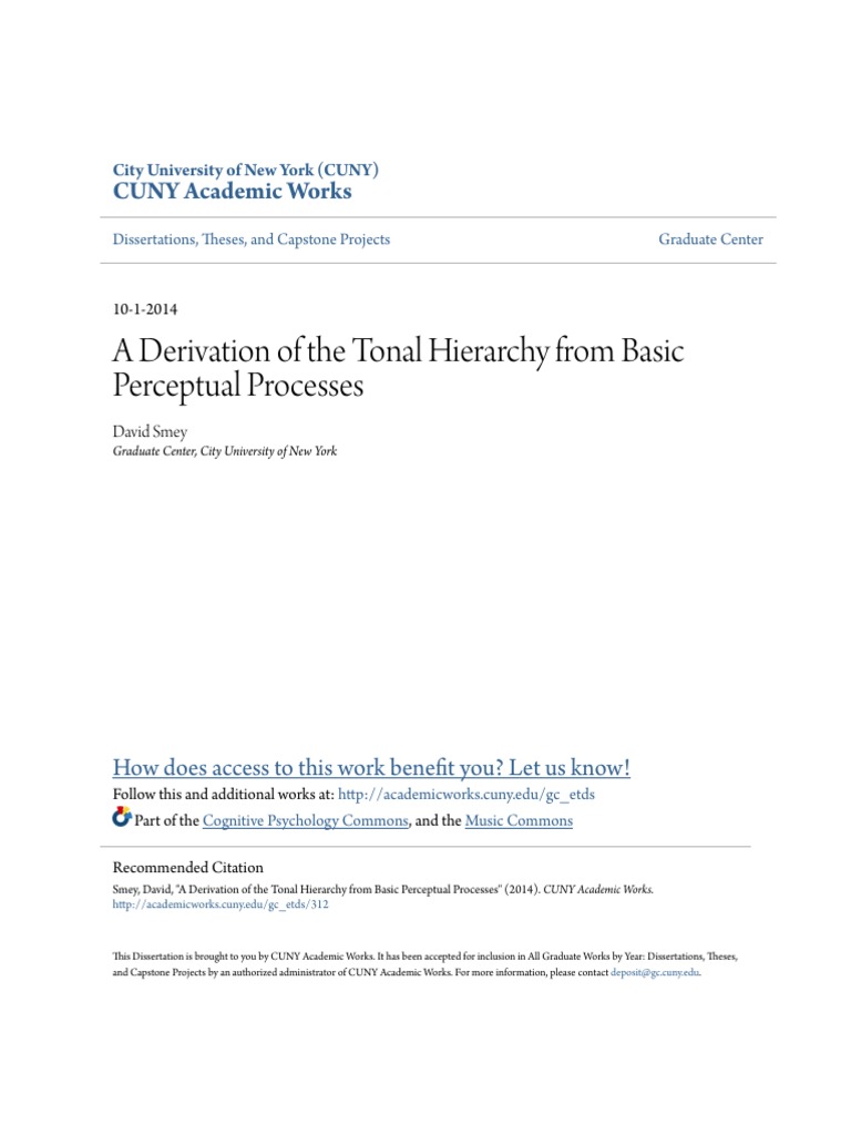 A Derivation of The Tonal Hierarchy From Basic Perceptual Process | PDF ...