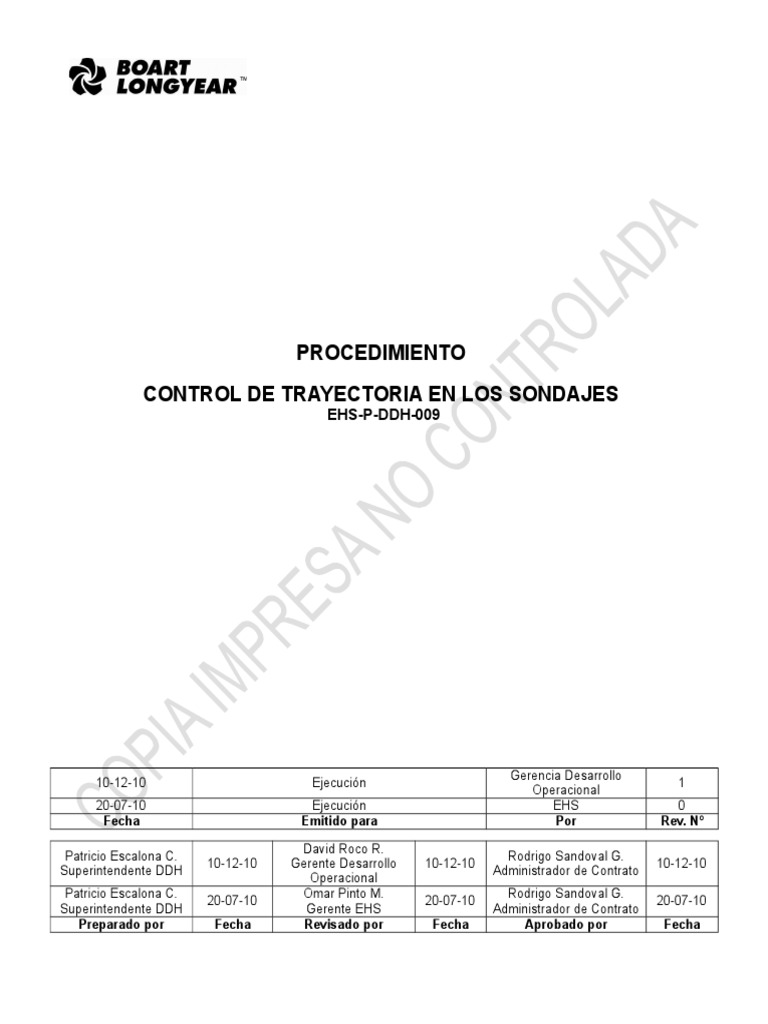 EHS-P-DDH 009 Procedimiento Control de Trayectoria en Los Sondajes-Rev ...