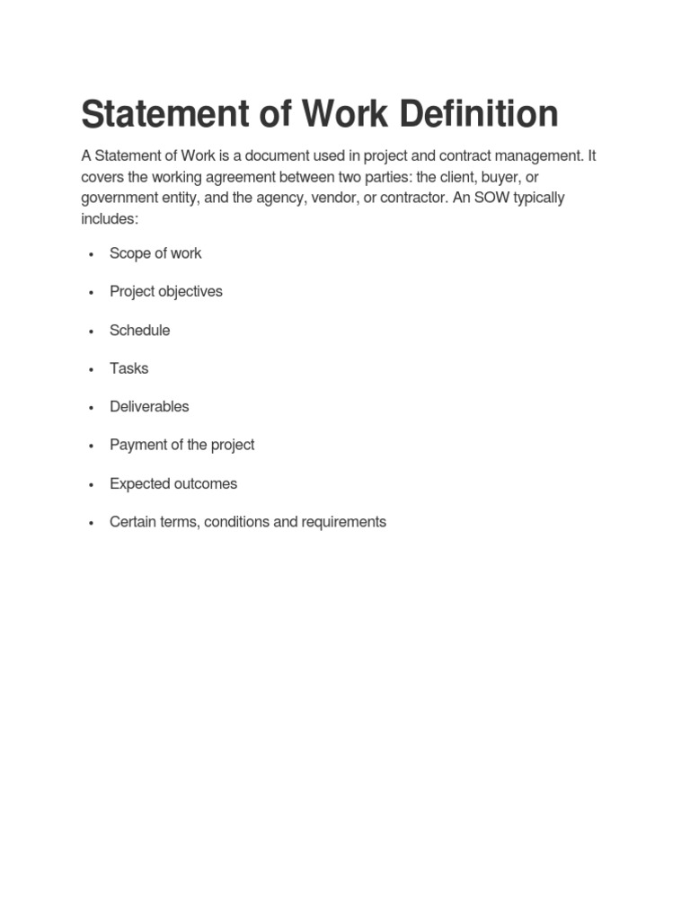 Basic SOW Guideline | PDF