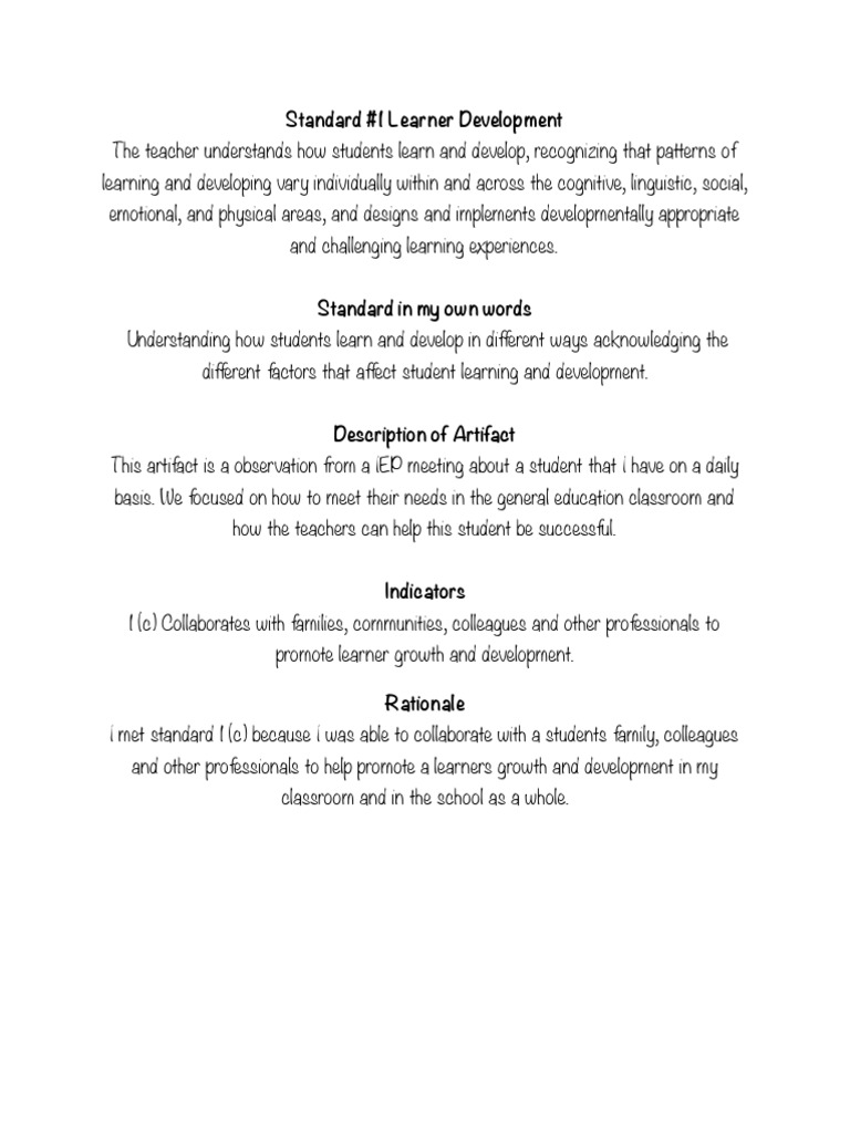 Standard 1 Artifact 1 | PDF