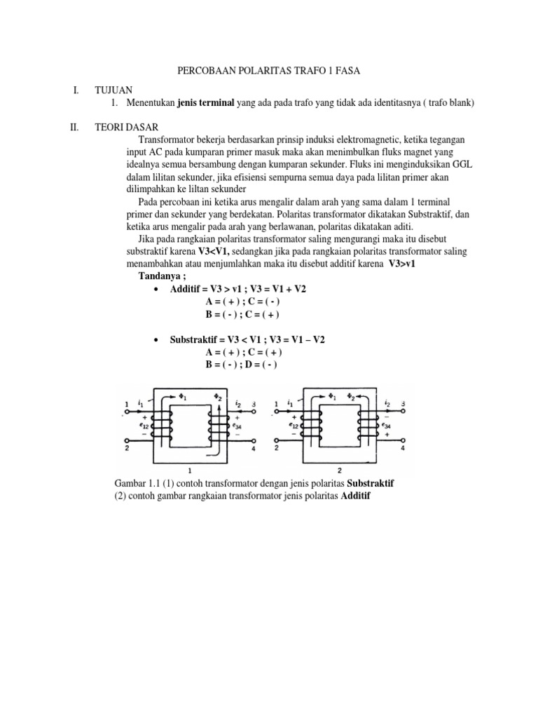 Uji Polaritas Transformator 1 Fasa | PDF | Sains & Matematika