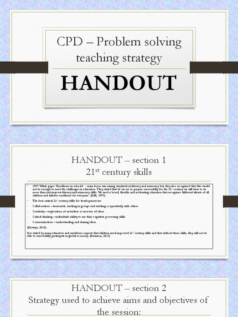 CPD - Problem Solving Teaching Strategy PDF | PDF | Educational ...