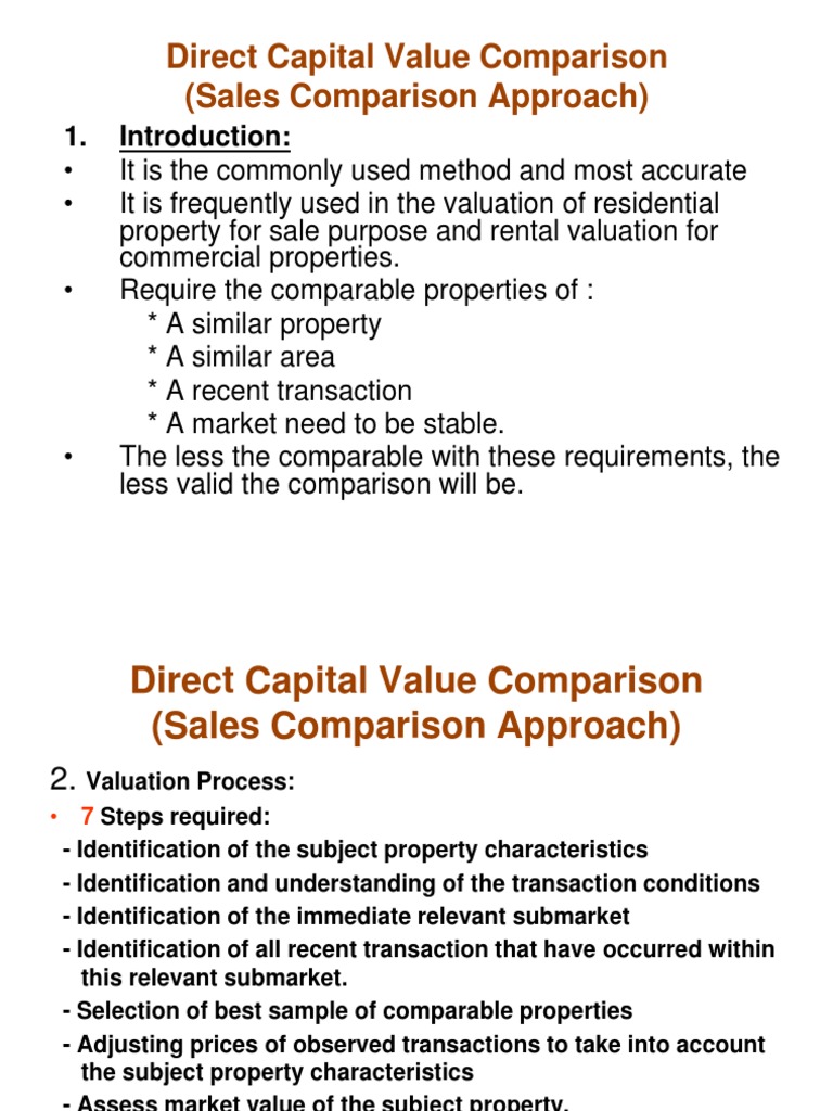 Chapter 3 Direct Capital Value Comparison | PDF | Real Estate Appraisal ...