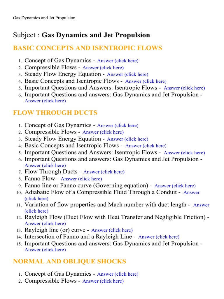 Gas Dynamics and Jet Propulsion - Lecture Notes, Study Material and ...
