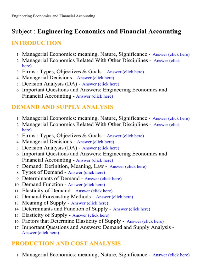 Engineering Economics & Accounting Insights | PDF | Supply (Economics ...