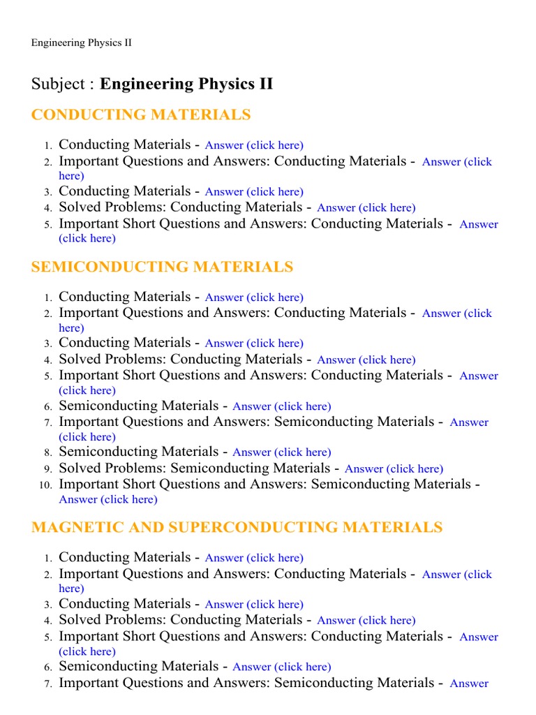 Engineering Physics II Study Guide | PDF | Superconductivity | Physics
