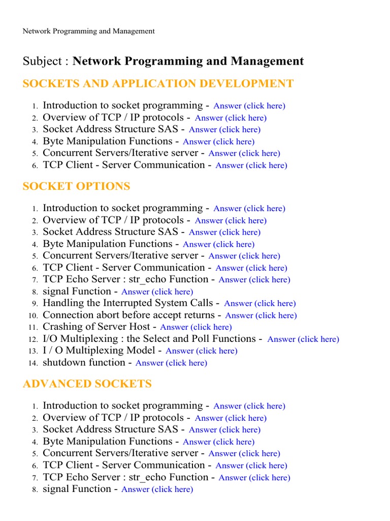 Network Programming and Management - Lecture Notes, Study Material and ...