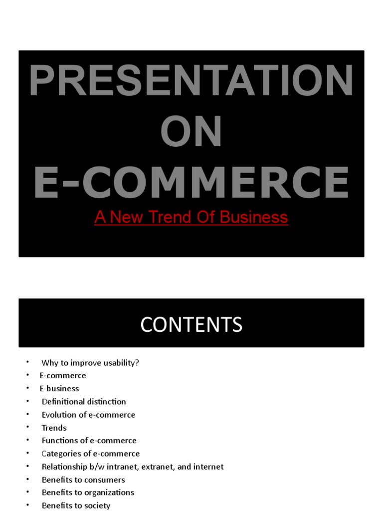 Presentation On E-Commerce | PDF | E Commerce | Electronic Business