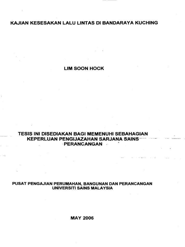 Kajian Kesesakan Lalu Lintas Di Bandaraya Kuching | PDF