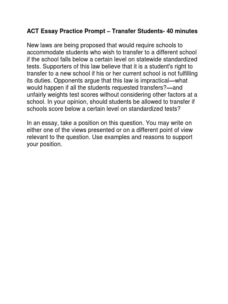 ACT Essay Prompt: School Transfer Rights | PDF
