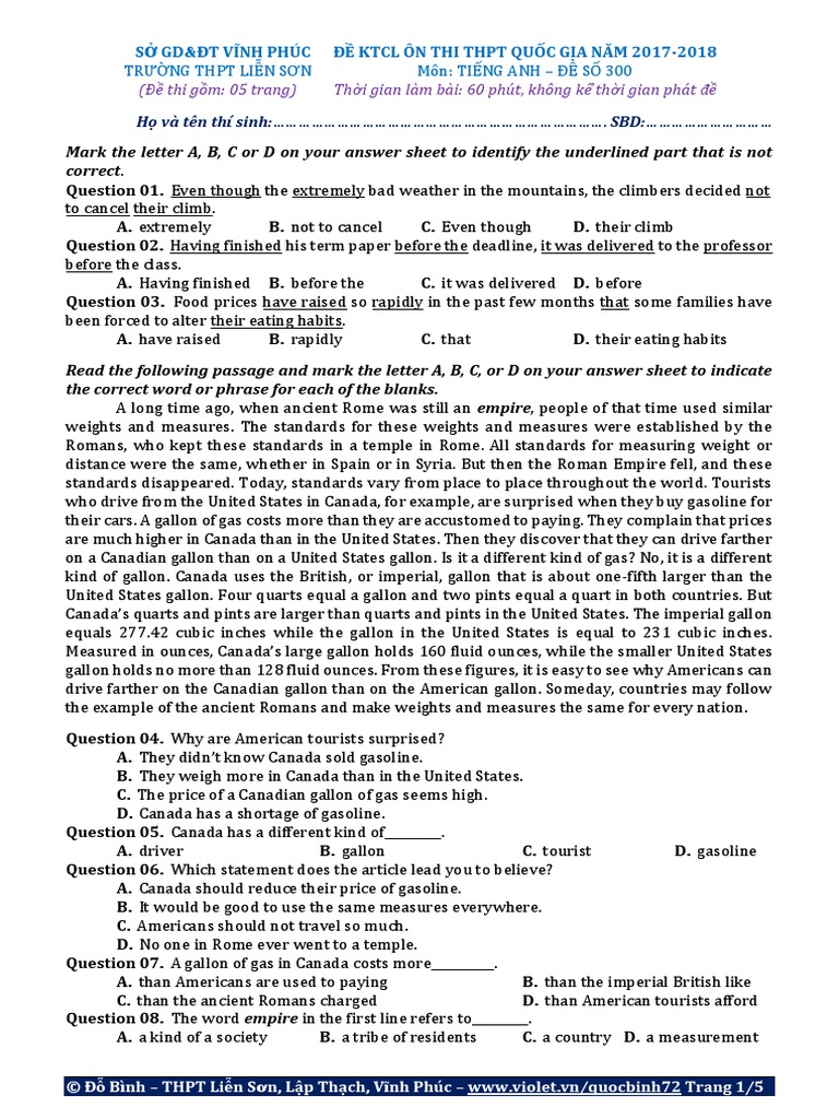 Gcse Mock Test 300 | PDF | Gallon | Pint