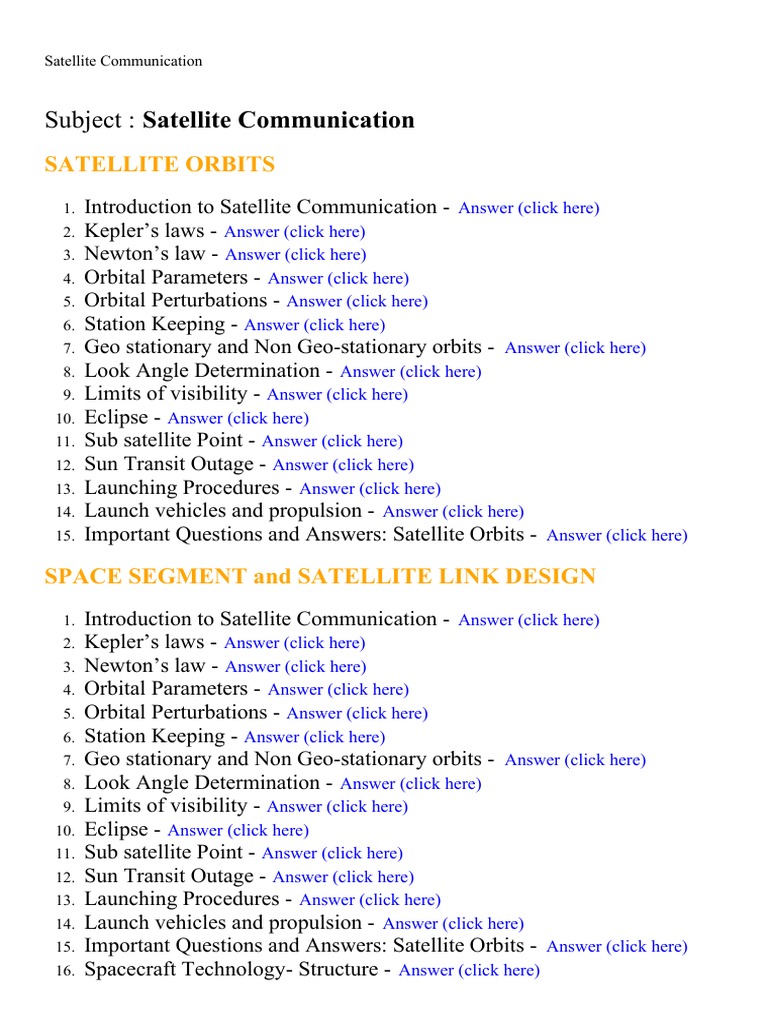 Satellite Communication - Lecture Notes, Study Material and Important ...
