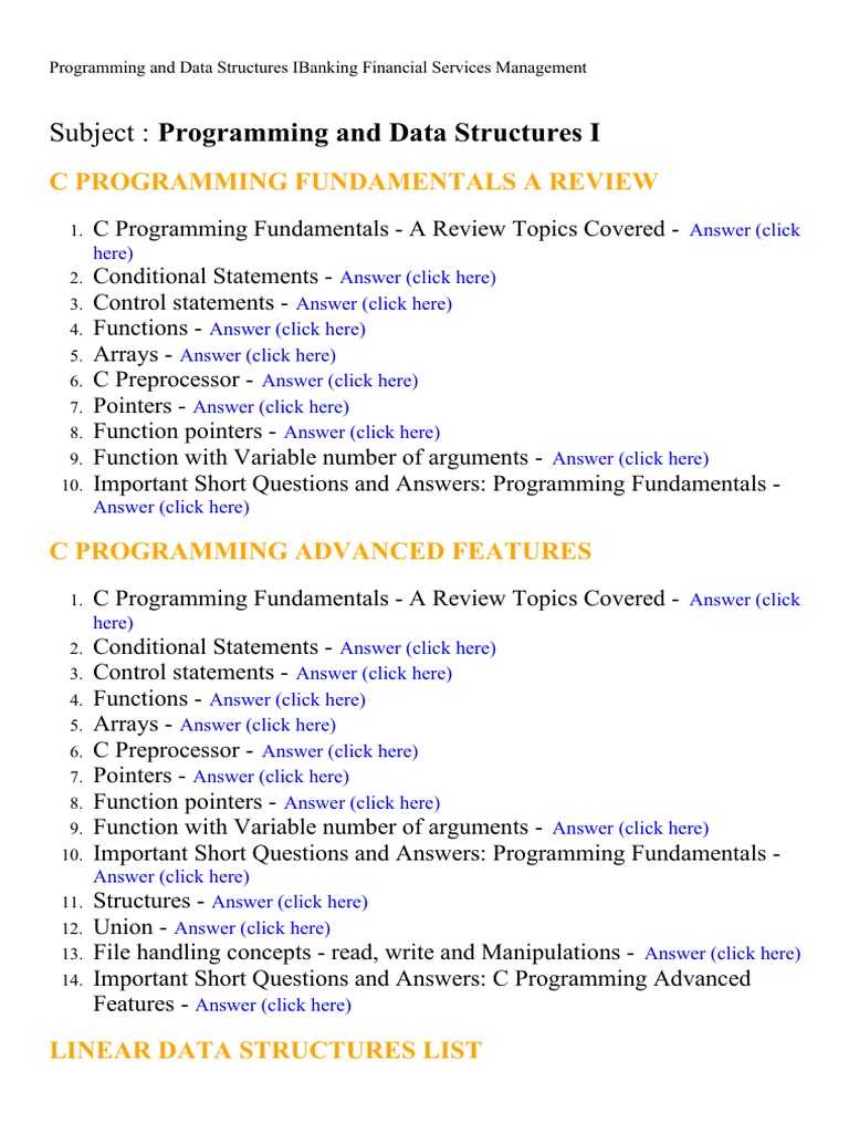 Programming and Data Structures - Lecture Notes, Study Material and ...