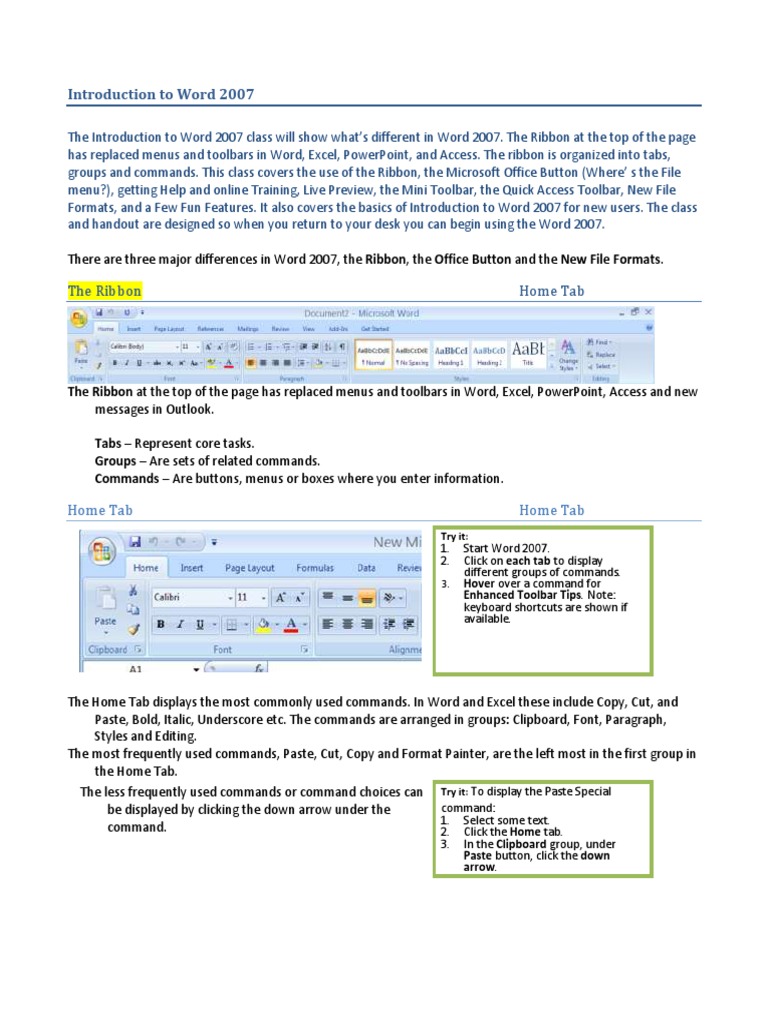 Word 2007 Gettingstarted | PDF | Microsoft Word | Graphical User Interfaces