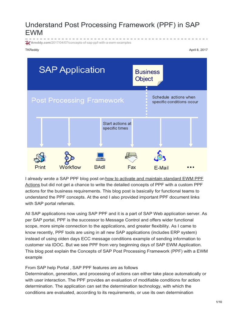 Understand Post Processing Framework PPF in SAP EWM by TK Reddy ...