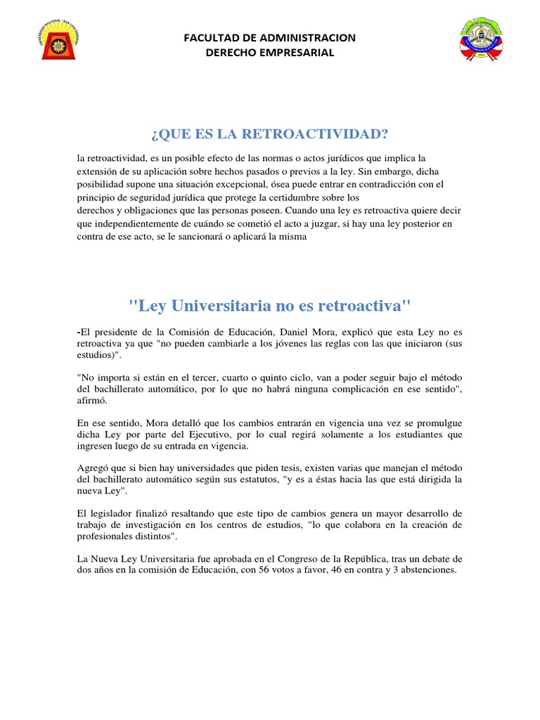 Que Es La Retroactividad | PDF