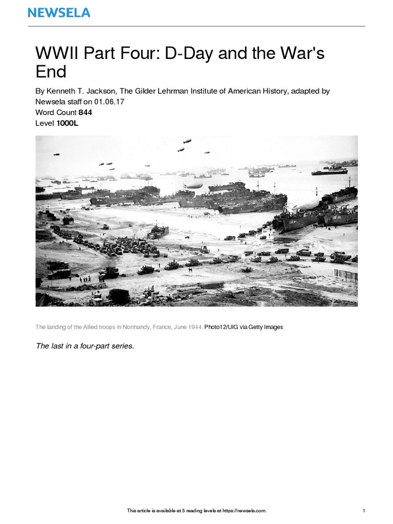 Wwii Origins Newsela pt4 | PDF | Normandy Landings | World War II Wwii Origins Newsela pt4 | PDF | Normandy Landings | World War II