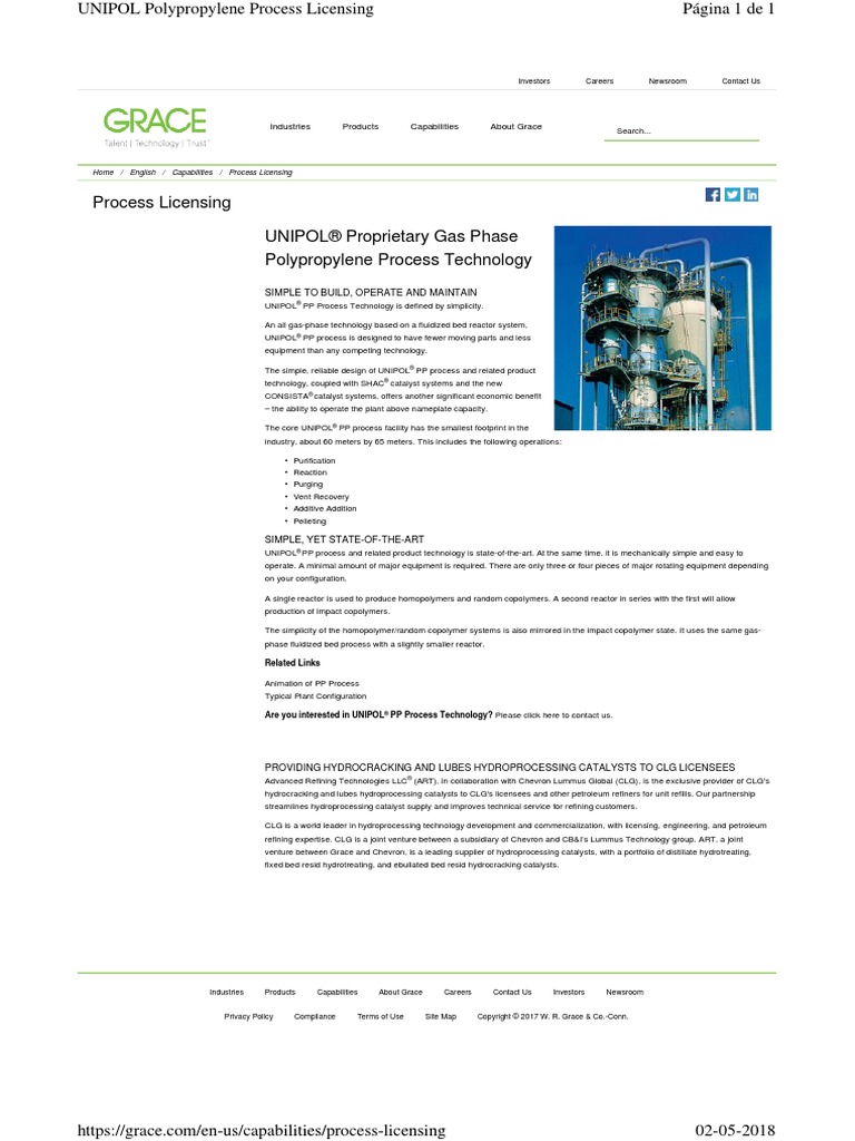 Polypropylene Process Technology | PDF | Cracking (Chemistry) | Catalysis