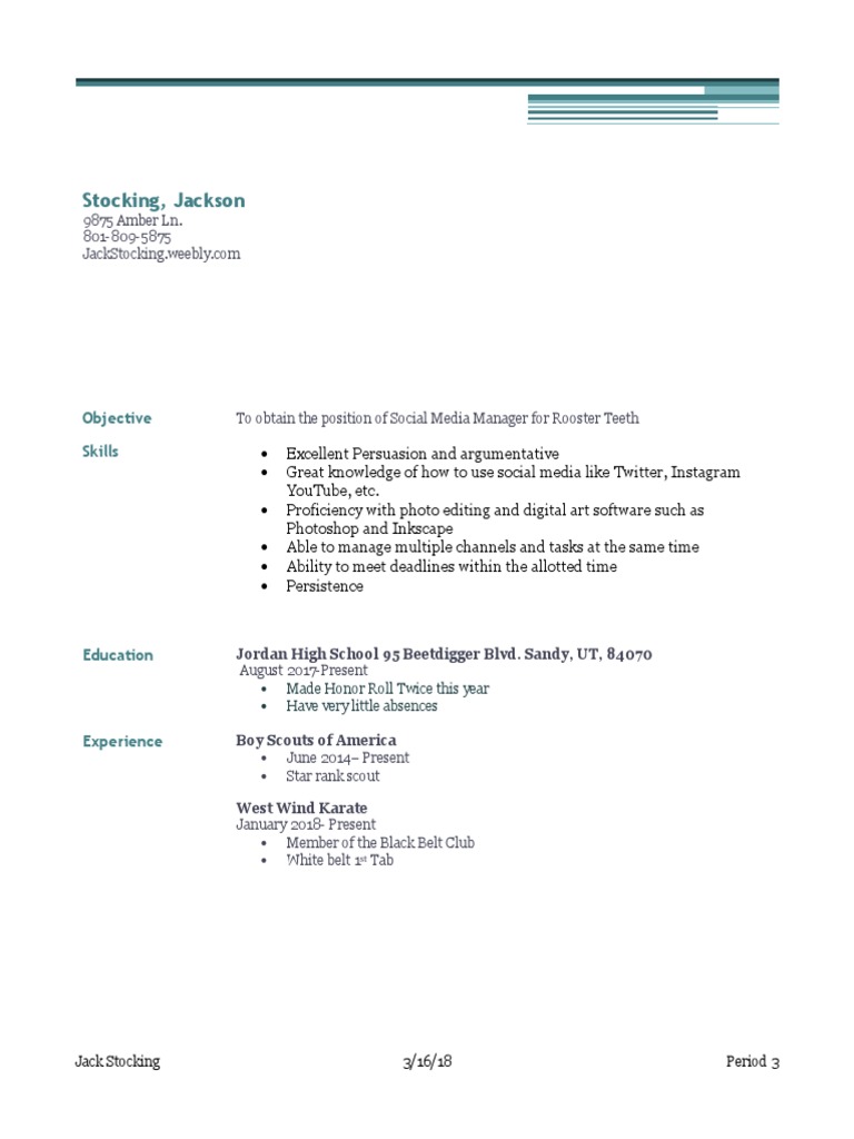 Stockings Real Resume | PDF