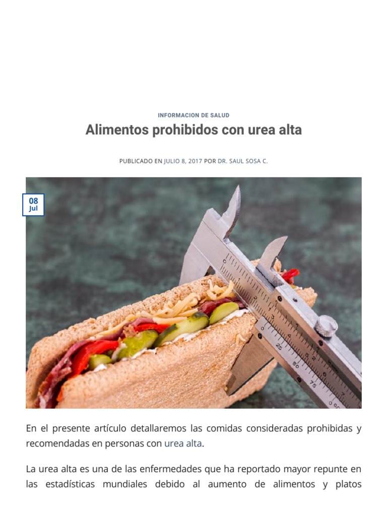 Alimentos Prohibidos Con Urea Alta - Diagnostico en Casa | PDF | Orina ...