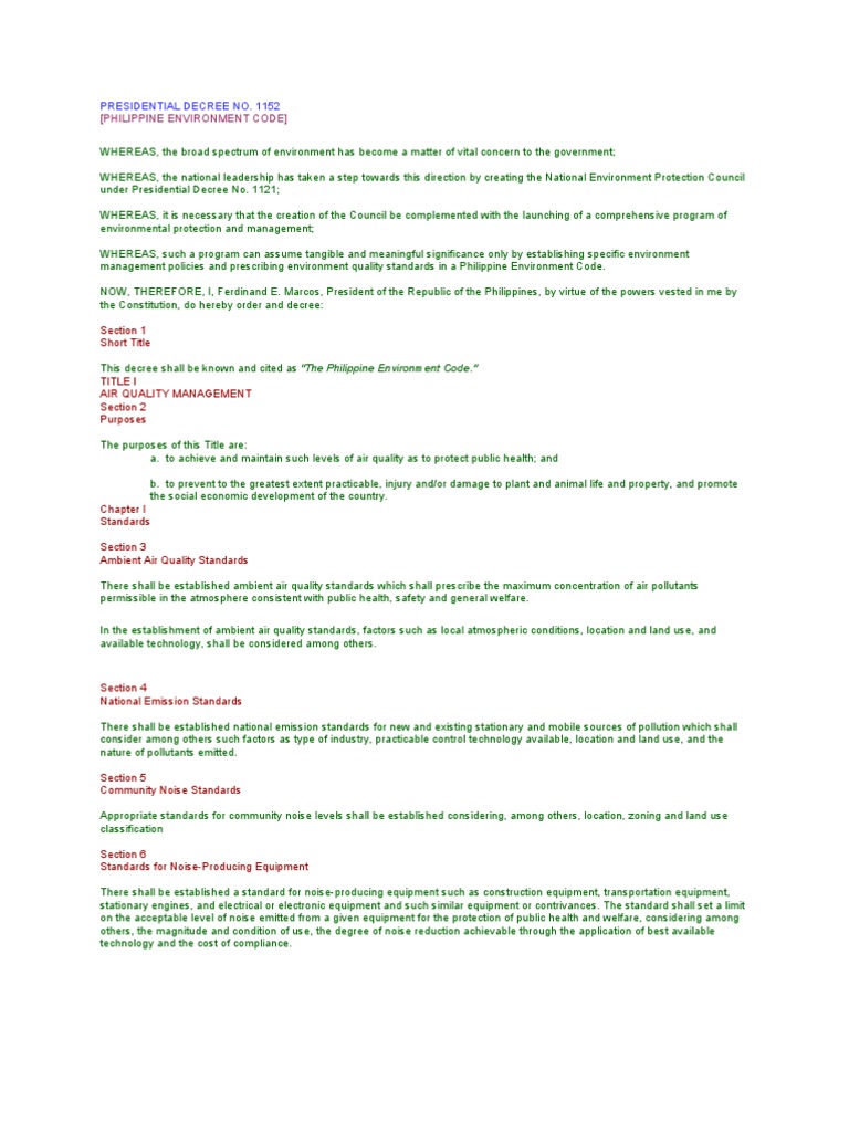 Philippine Environment Code | PDF