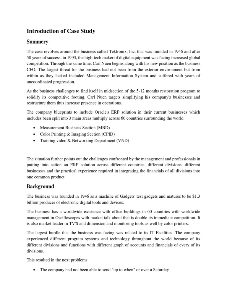 Tektronix Inc. Global Erp | PDF | Enterprise Resource Planning | Business Process