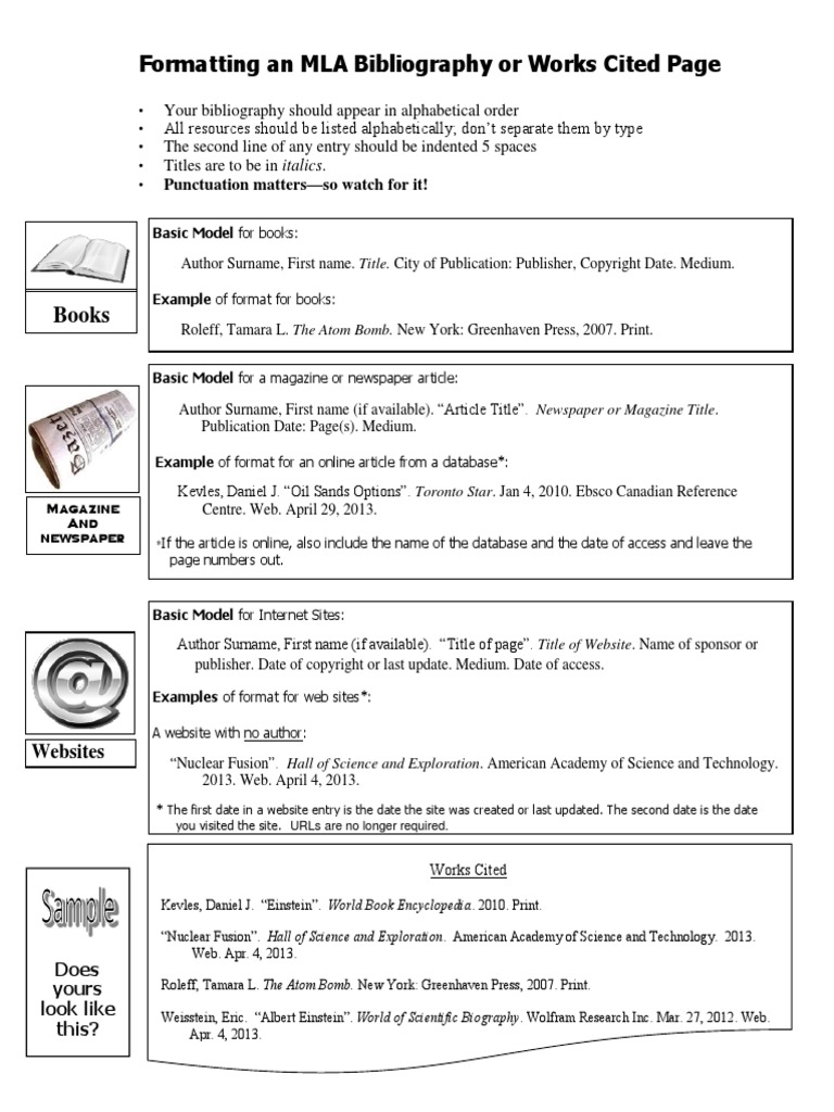 Formatting An MLA Bibliography or Works Cited Page: Punctuation Matters ...