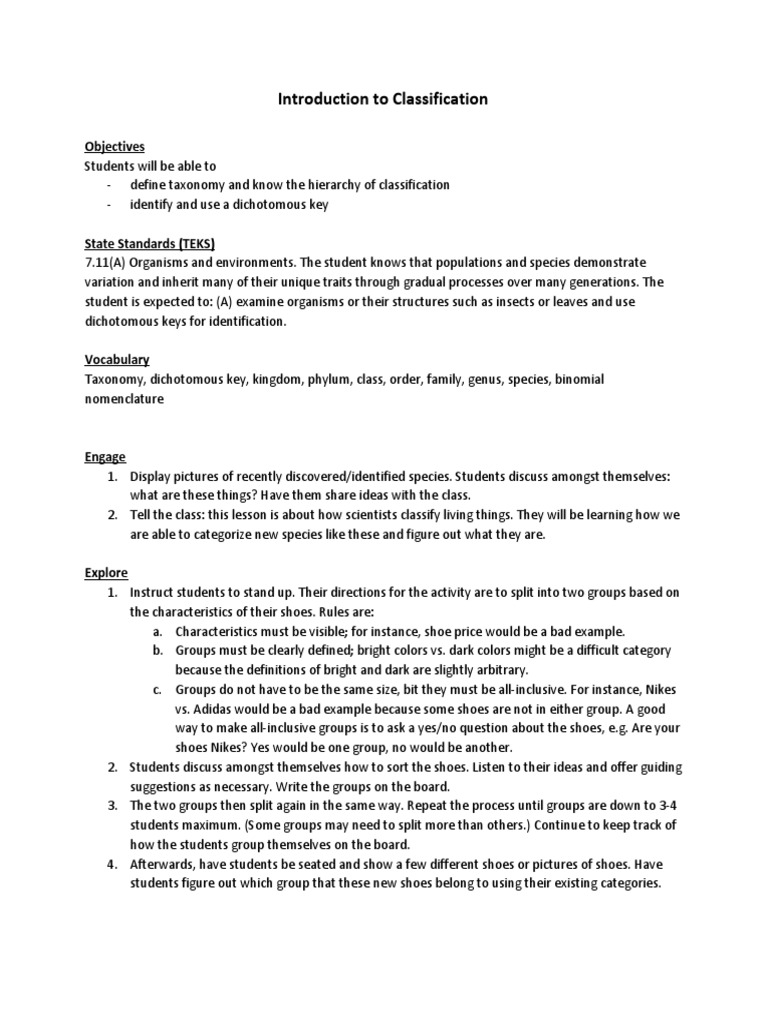 Introduction To Classification | PDF | Taxonomy (Biology) | Species