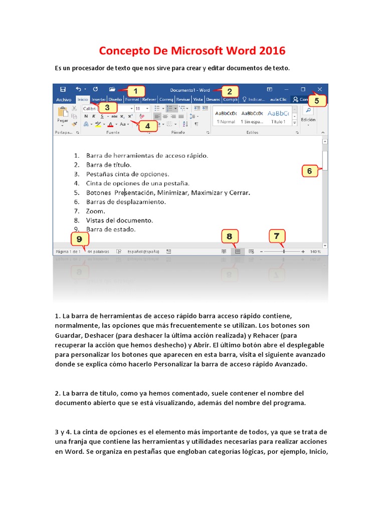 Concepto de Microsoft Word 2016 Paralelo 1 | PDF | Ventana (informática ...