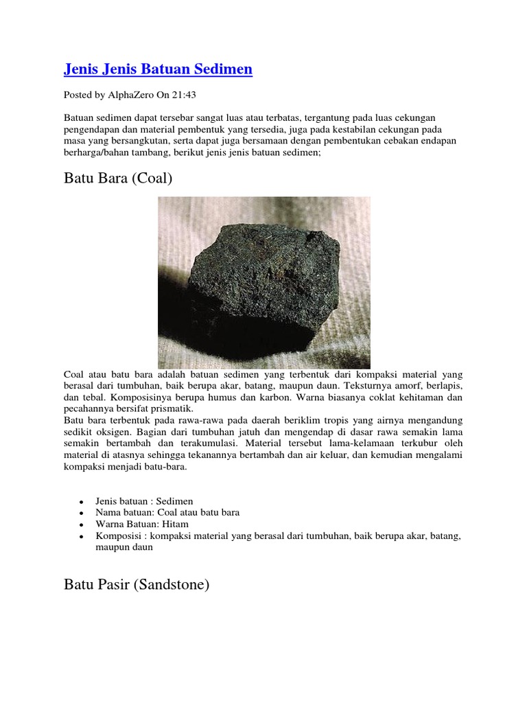 Jenis Jenis Batuan Sedimen | PDF