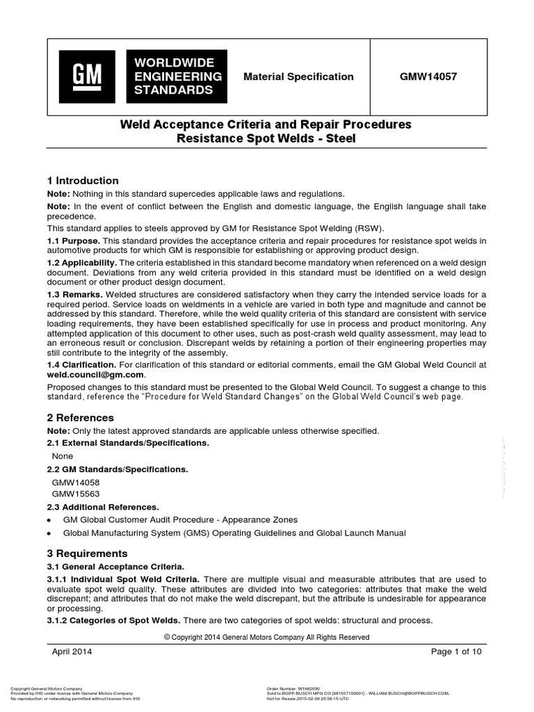 GMW 14057 | PDF | Welding | Construction
