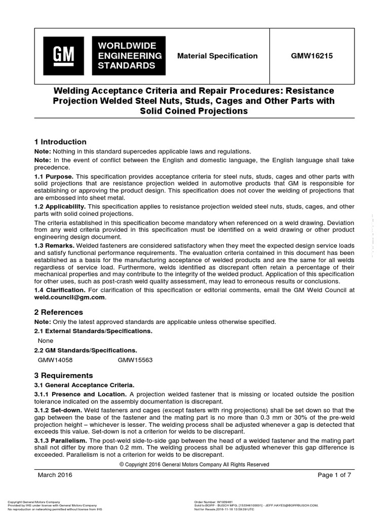 GMW16215 | PDF | Welding | Construction