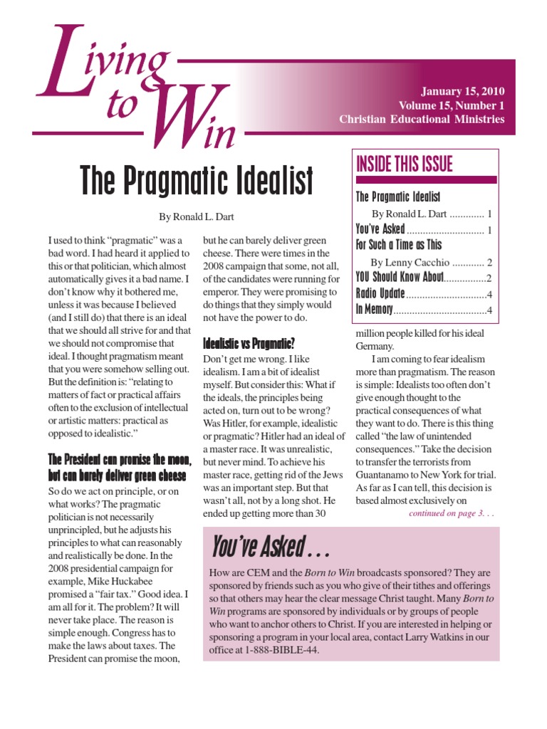 Living To Win - January 2010 | PDF | Idealism | Martin Luther