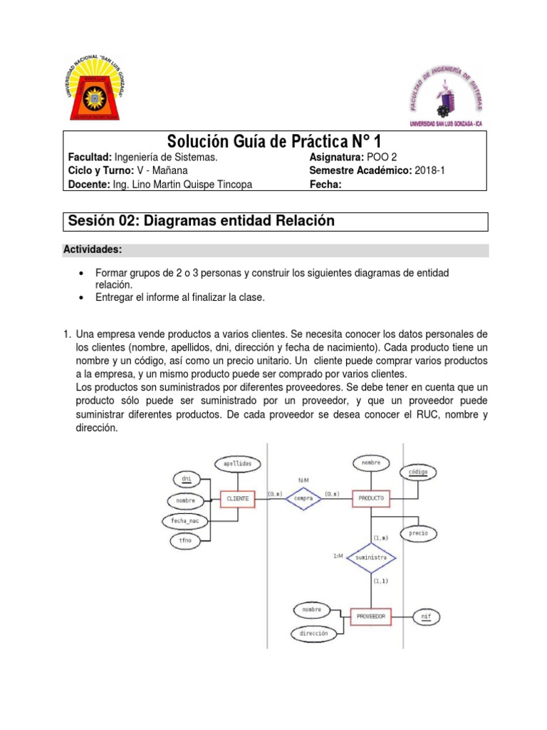 Solución Guía de Práctica N° 1: Diagramas de Entidad Relación para ...