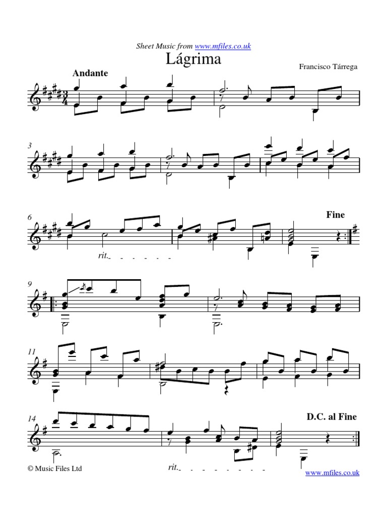 Francisco Tarrega Lagrima PDF | PDF
