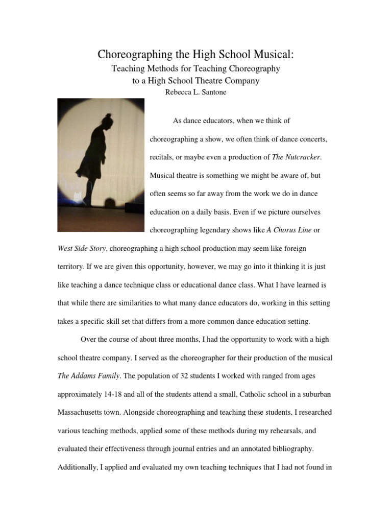 Choreographing The High School Musical:: Teaching Methods For Teaching ...