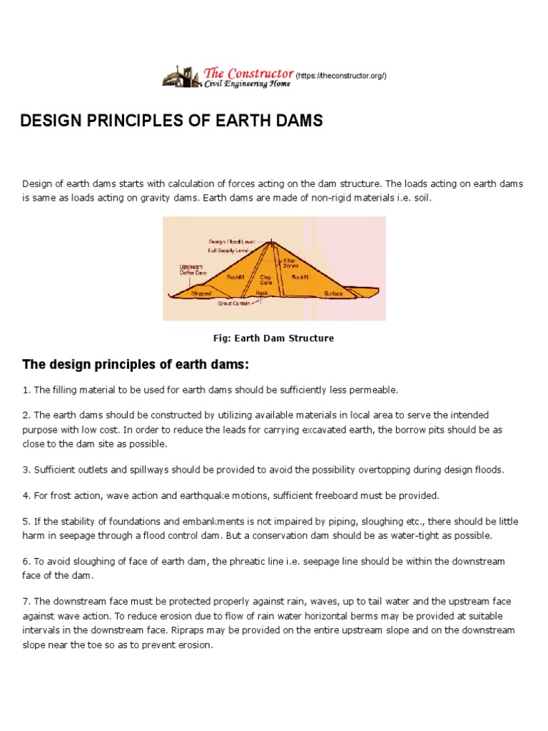 Design Principles of Earth Dams | PDF | Dam | Soil Mechanics