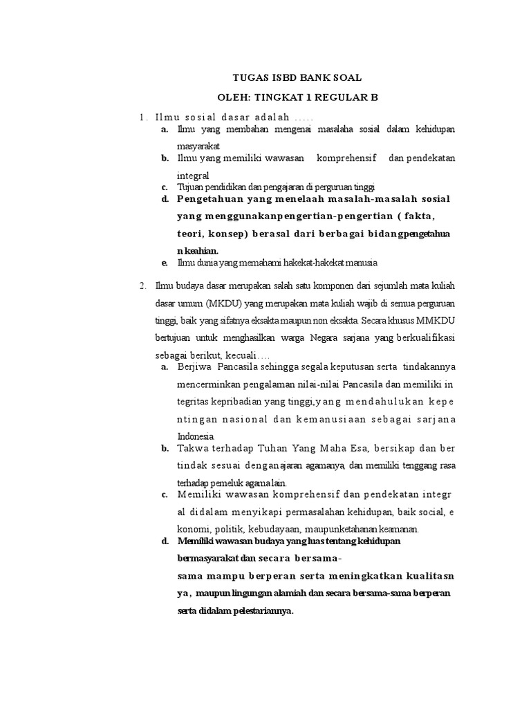 Soal ISBD untuk Mahasiswa Baru | PDF | Sains & Matematika