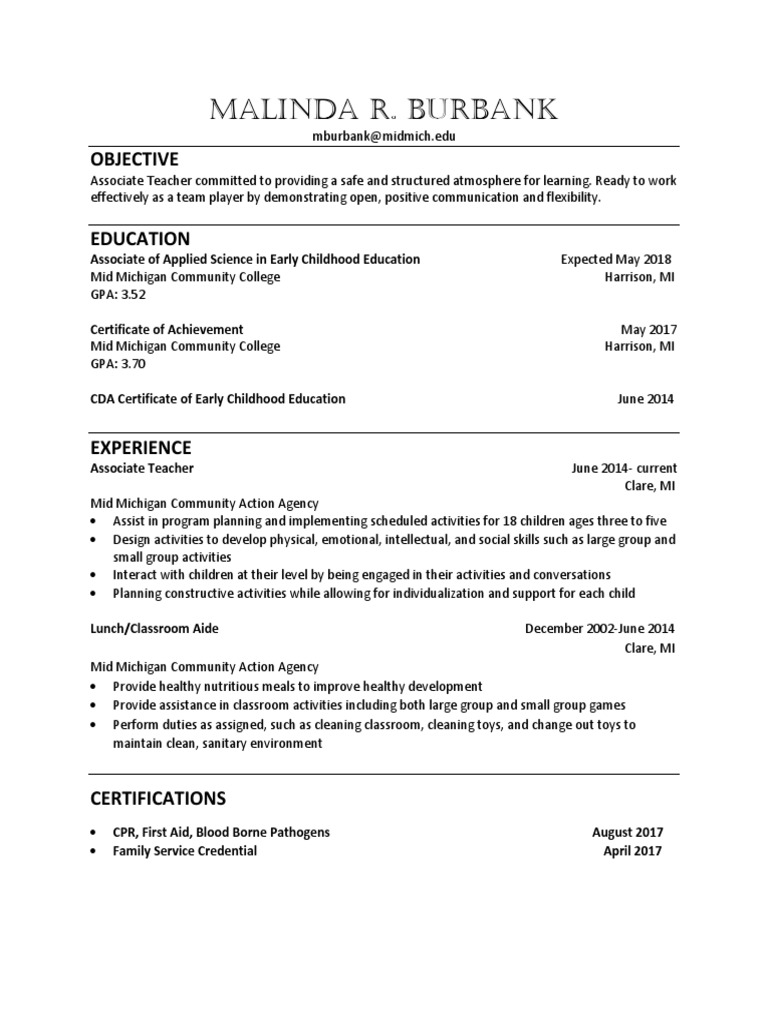 Resume For e Portfolio | PDF