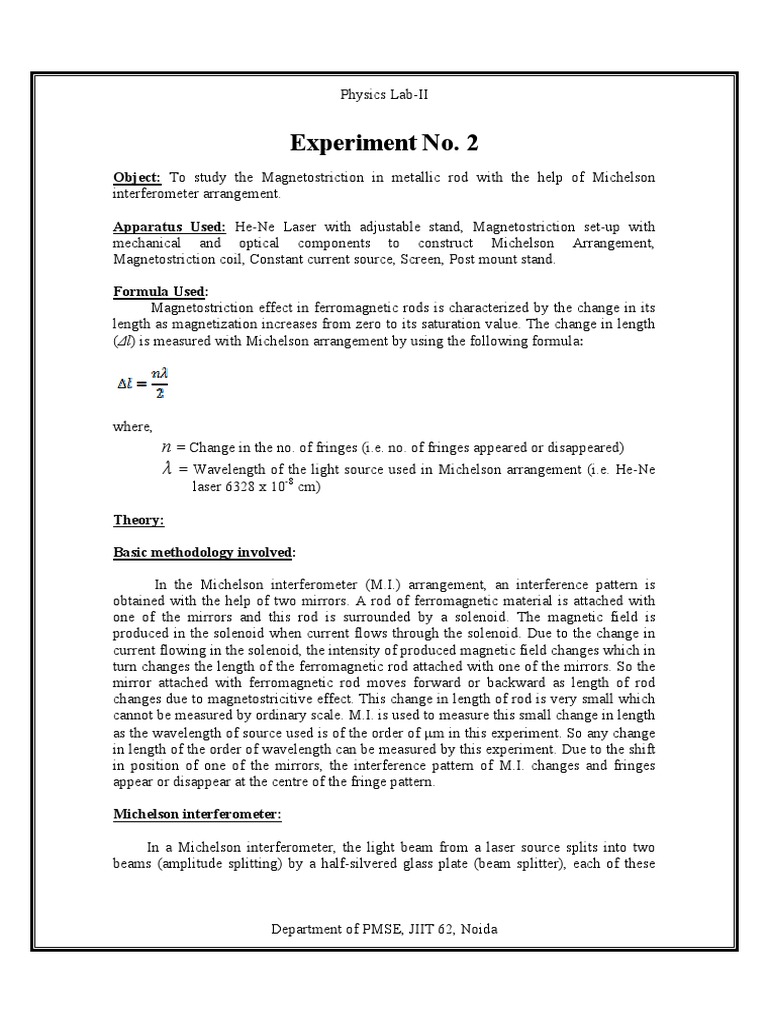 Experiment No. 2 | PDF | Interferometry | Interference (Wave Propagation)