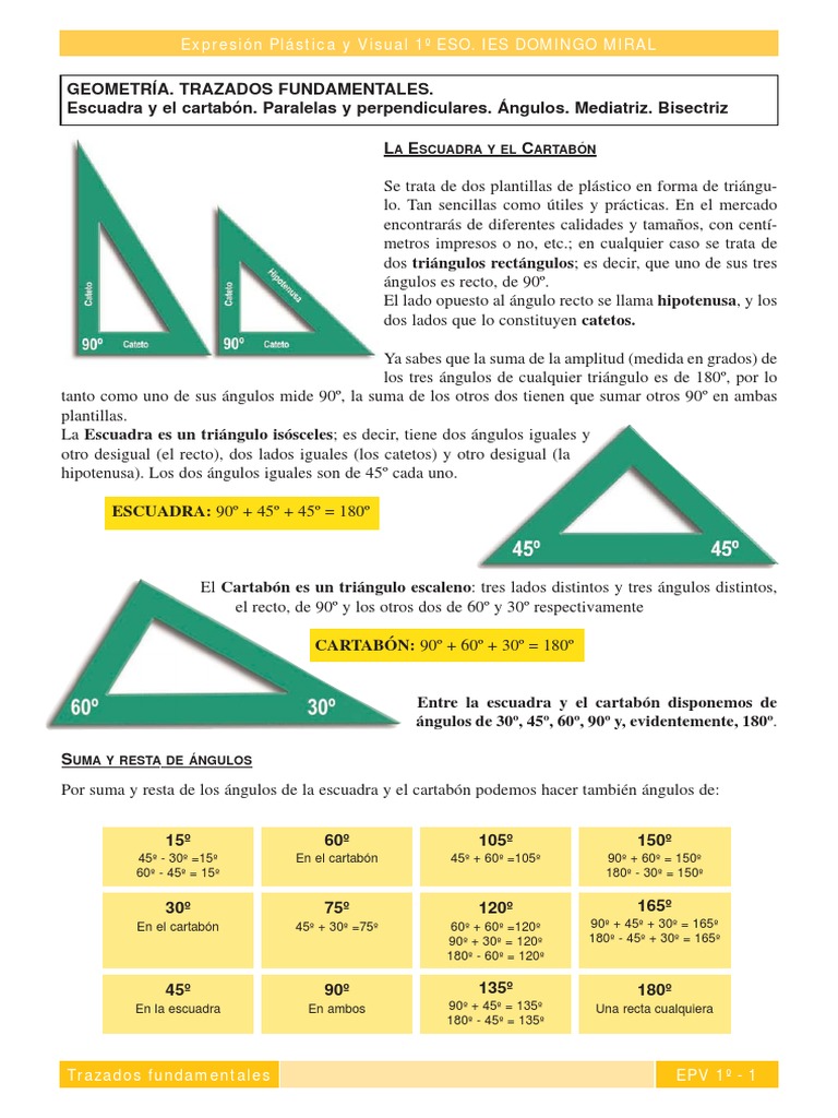 Trazados Fundamentales - Escuadra y Cartabon PDF | PDF | Triángulo ...