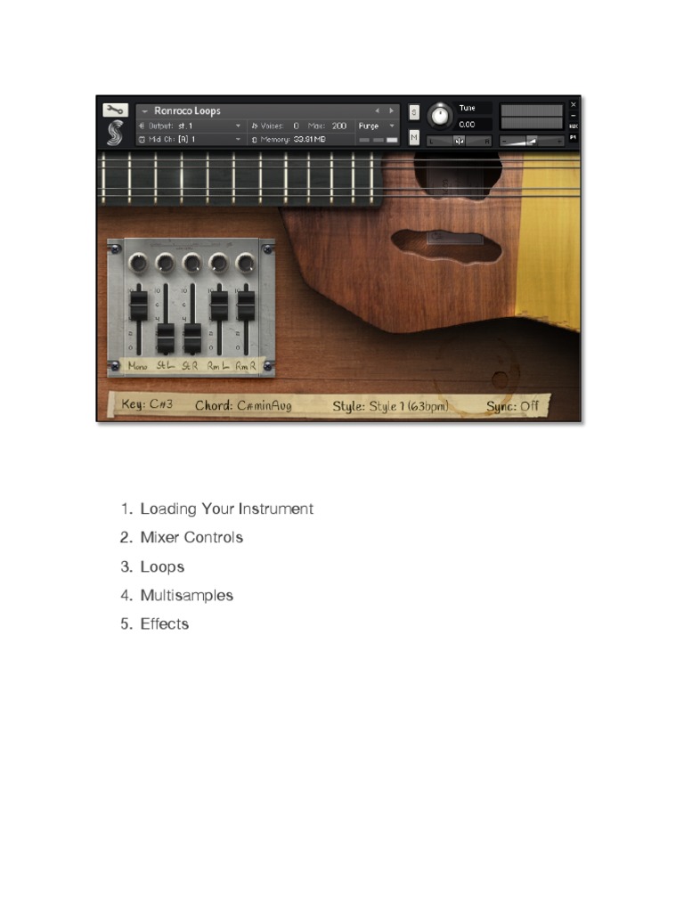 Kontakt Ronroco Virtual Instrument | PDF | Computer Keyboard | Menu (Computing)