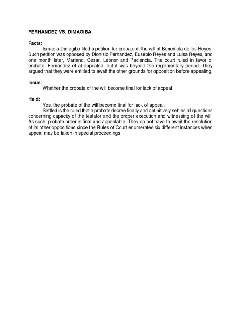 Fernandez Vs Dimagiba - Specpro | PDF | Law