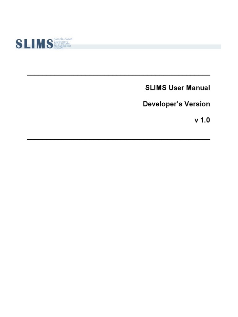 SLIMS User Manual - Developers v1 | PDF | Information Retrieval | Databases