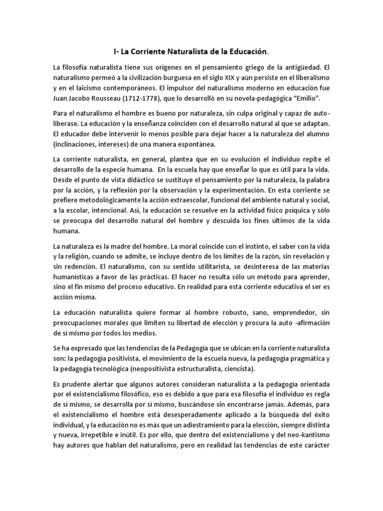 Corriente Naturalista | PDF | Aprendizaje | Maestros