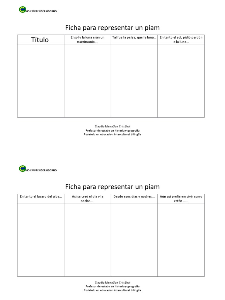 Ficha para Representar Un Piam | PDF | Estudios de idiomas extranjeros