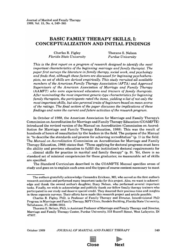 Basic Family Therapy Skills, Figley1989 PDF | PDF | Family Therapy ...